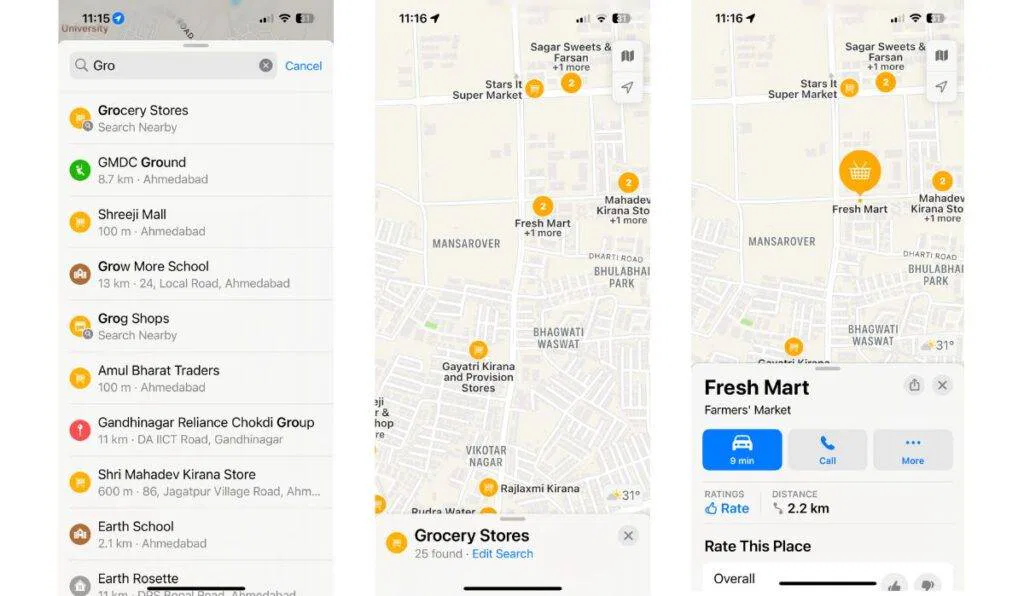 How to Find Nearest Grocery Store with timing and location