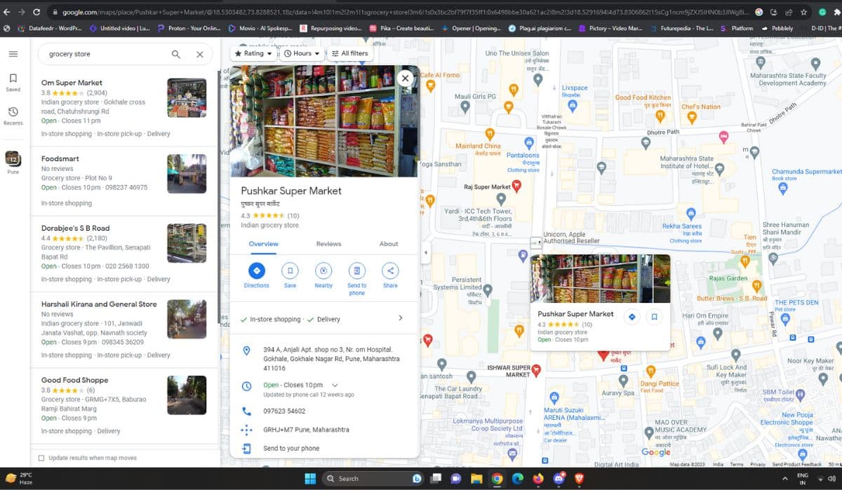 How to Find Nearest Grocery Store with timing and location