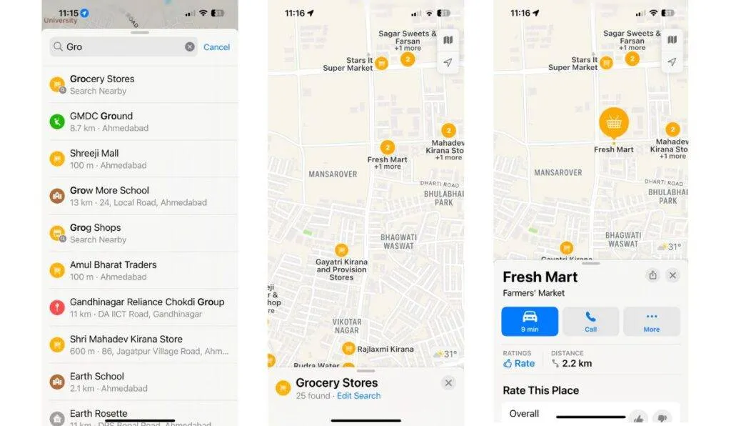 How to Find Nearest Grocery Store with timing and location