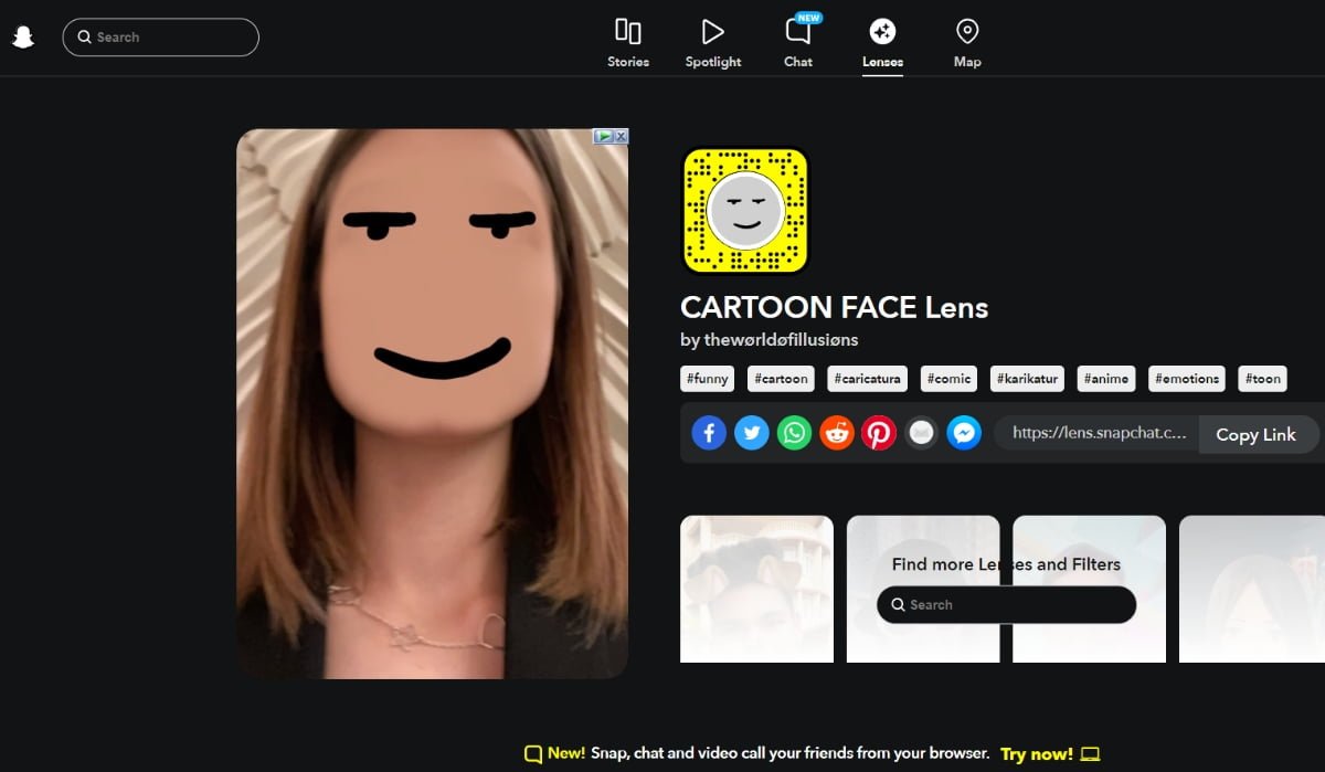 How To Send A Snap With Cartoon Face Lens On Android And IOS (2023 ...